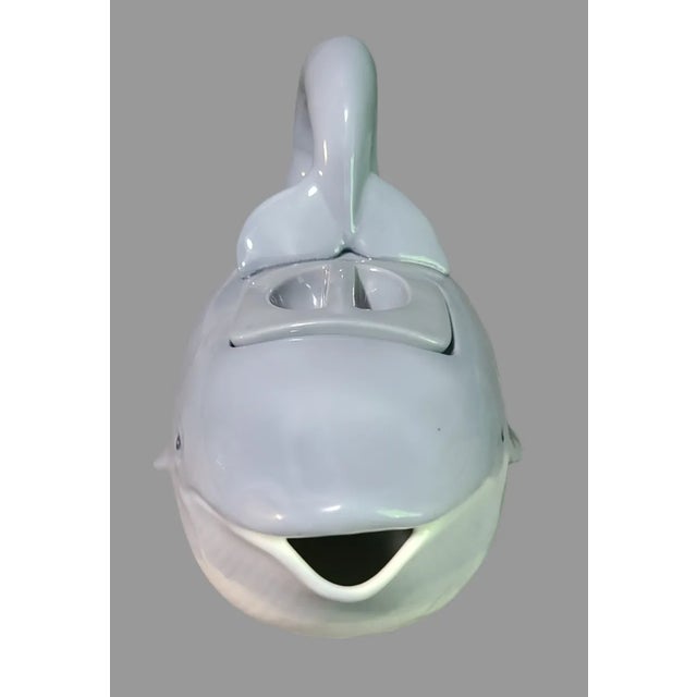 Late 20th Century Ceramic Gray-Blue Whale Tea Pot | Chairish