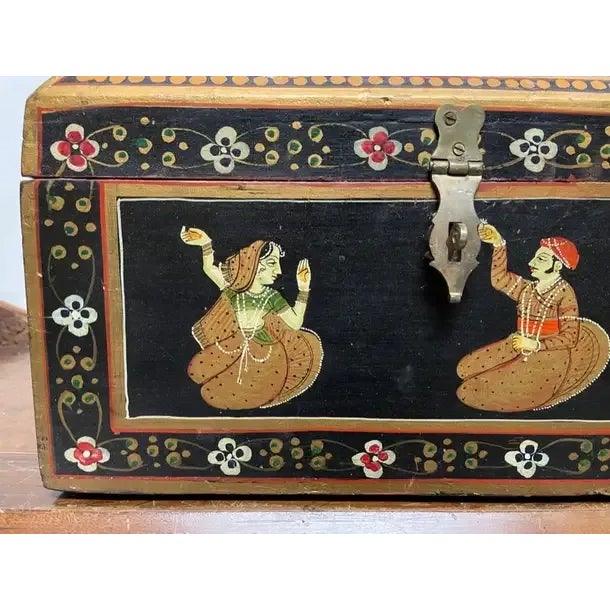 1950s Anglo Indian Decorative Box with Painted Figures of Dancers ...