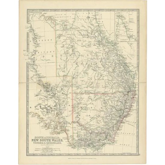 Antique Map of South Australia, 1860 | Chairish
