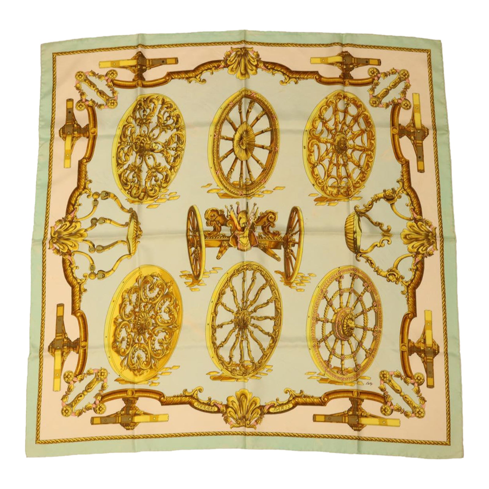 Hermes Carre 90 Scarf Silk Light Blue White Auth Bs6848 | Chairish