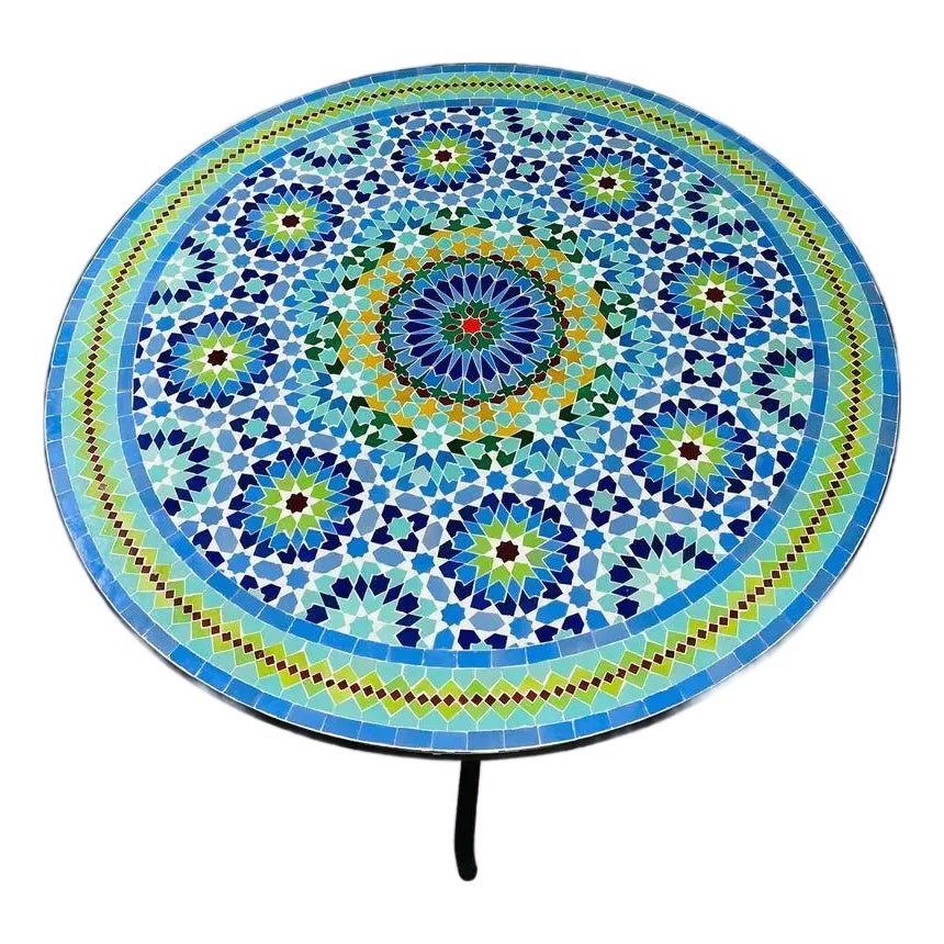Handmade Round Moroccan Zellige Dining Table – Custom Colors & Sizes – Artisan Mosaic Table From ...