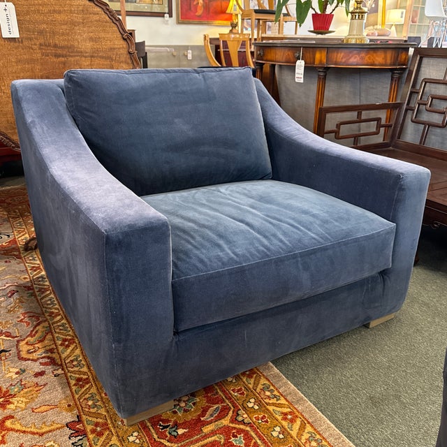 Restoration Hardware Velvet Parisian Slope Arm Chair | Chairish