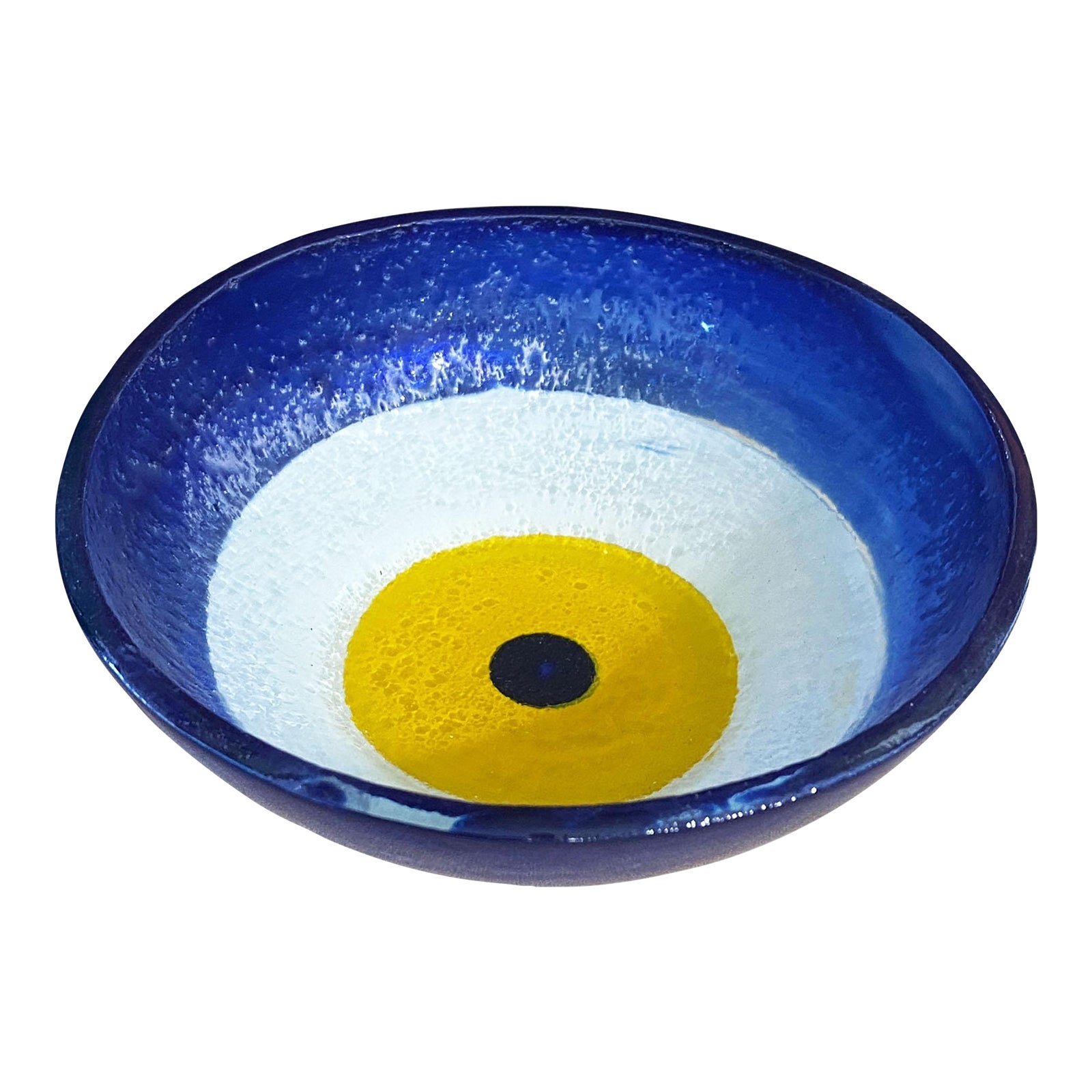 Middle Eastern Cobalt Blue Glass Bowl With Eye 4.75" D | Chairish