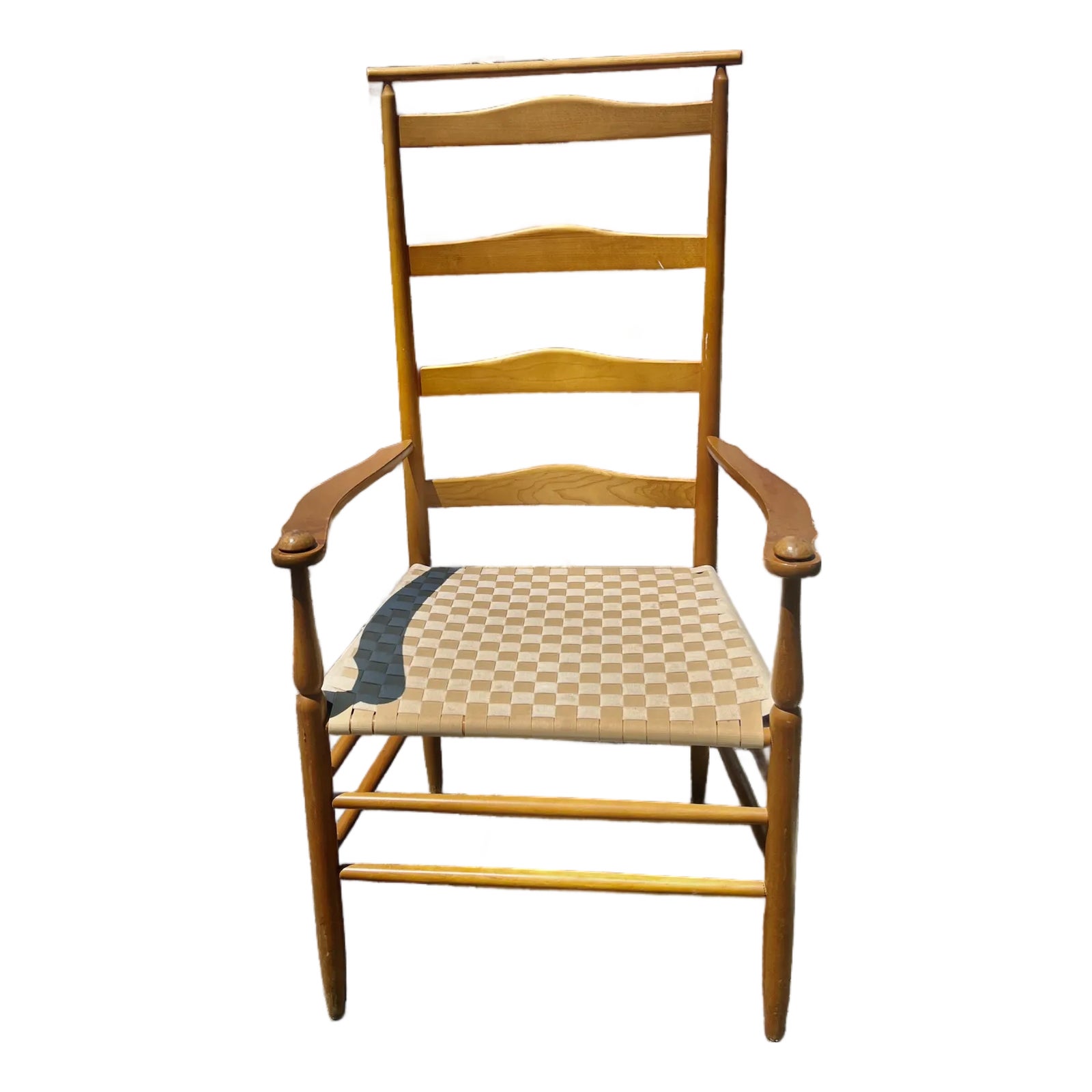 Shaker Arm Chair Shawl Ladderback Natural Cherry Wood Webbed Taped Seat ...