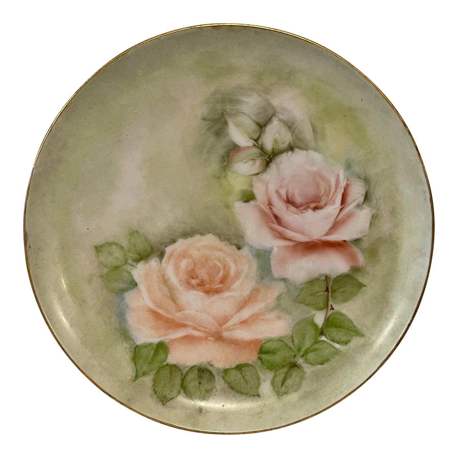 Mid 20th Century Victorian Rose Plate | Chairish