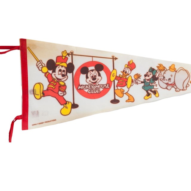 Vintage Mickey Mouse Club Felt Flag Pennant | Chairish