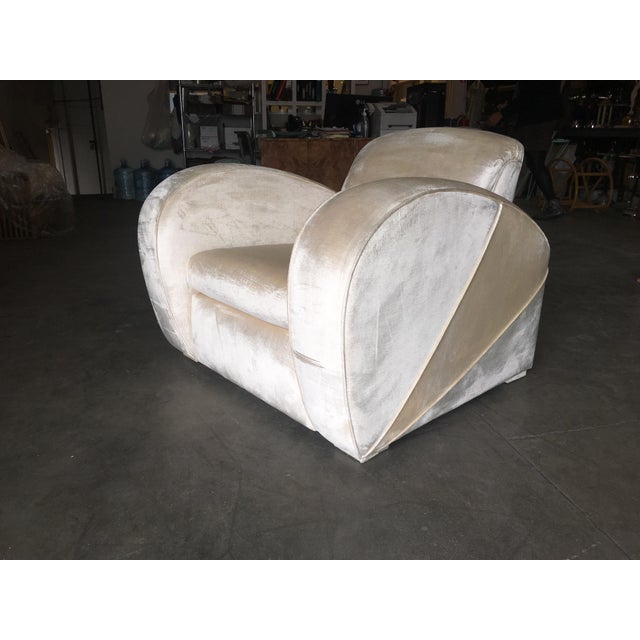 1970s Art Deco Pearl White Mohair Jazz Club Chair W/ Speed Arms | Chairish