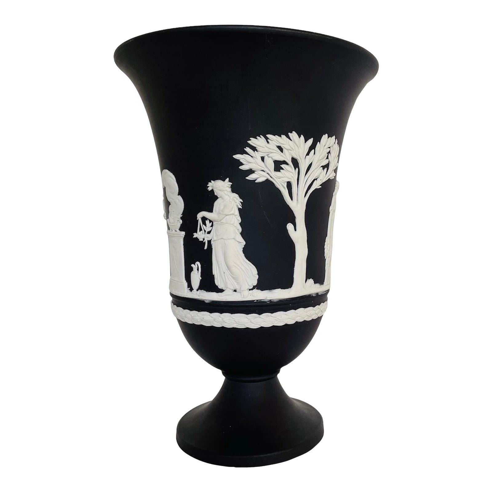 Antique 18th Century Black Wedgwood Jasperware Urn Shape Vase | Chairish