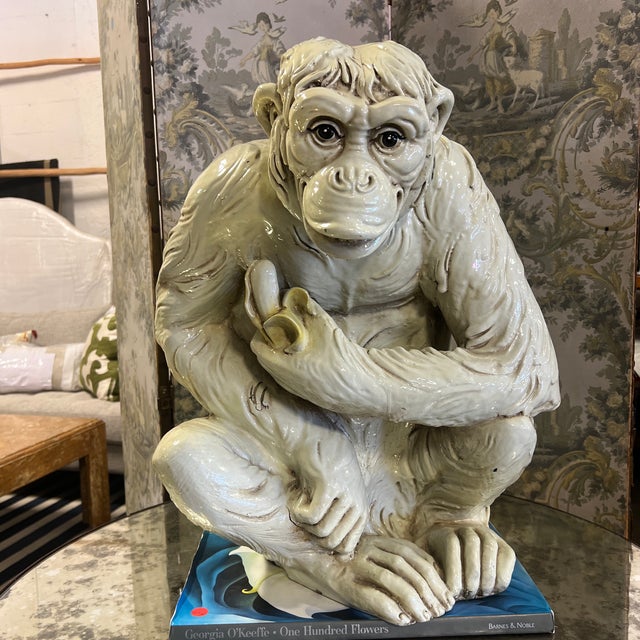 Late 20th Century Vintage Plaster Monkey Statue | Chairish