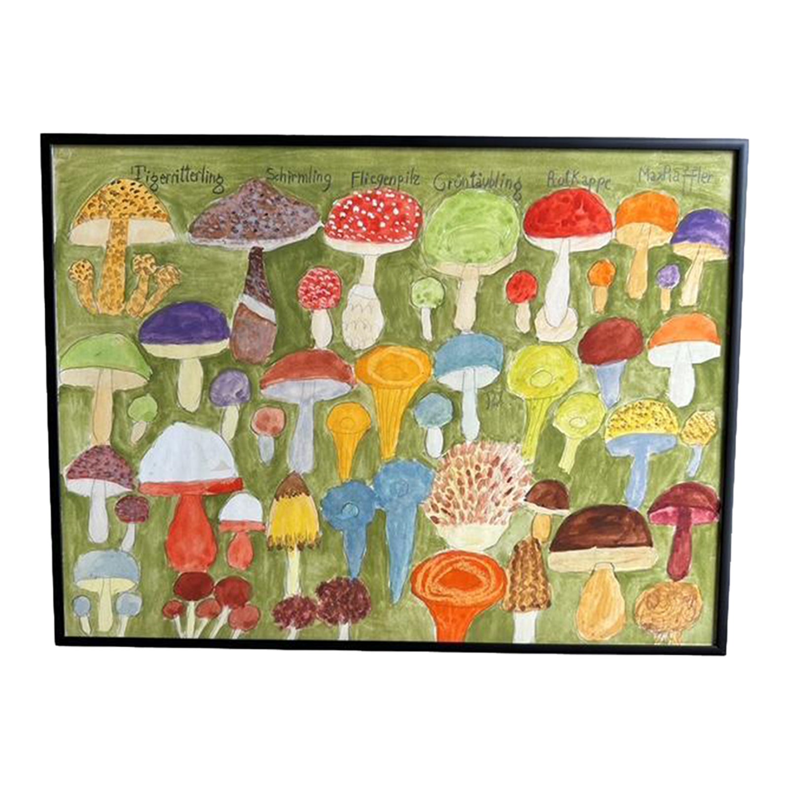 1970s Original Painting by Max Raffler Mushrooms Pilz | Chairish