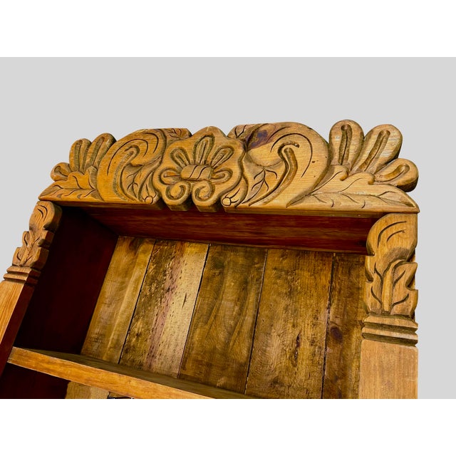 Vintage Hand Carved Folk Art Bookcases | Chairish