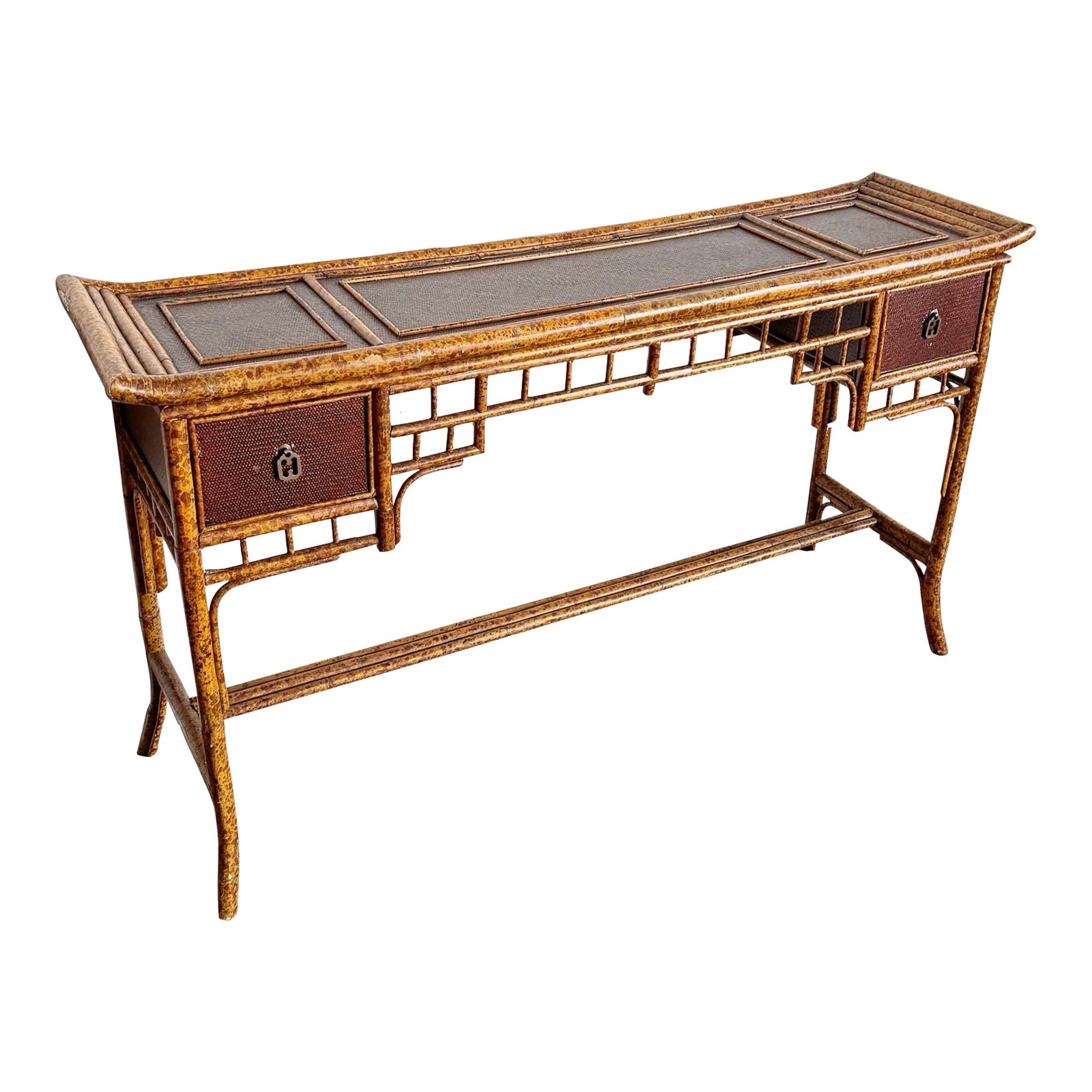 Vintage Chinoiserie Bamboo Console Table | Chairish