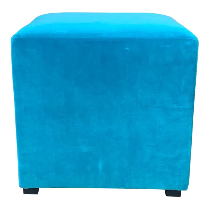 Pair of Custom Velvet Cube Ottoman | Chairish
