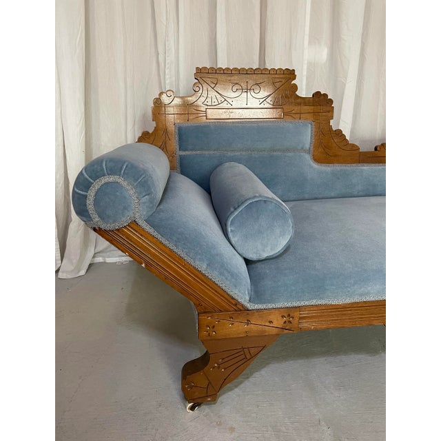 Antique Fainting Couch in Newly Upholstered Sky Blue Velvet Chairish