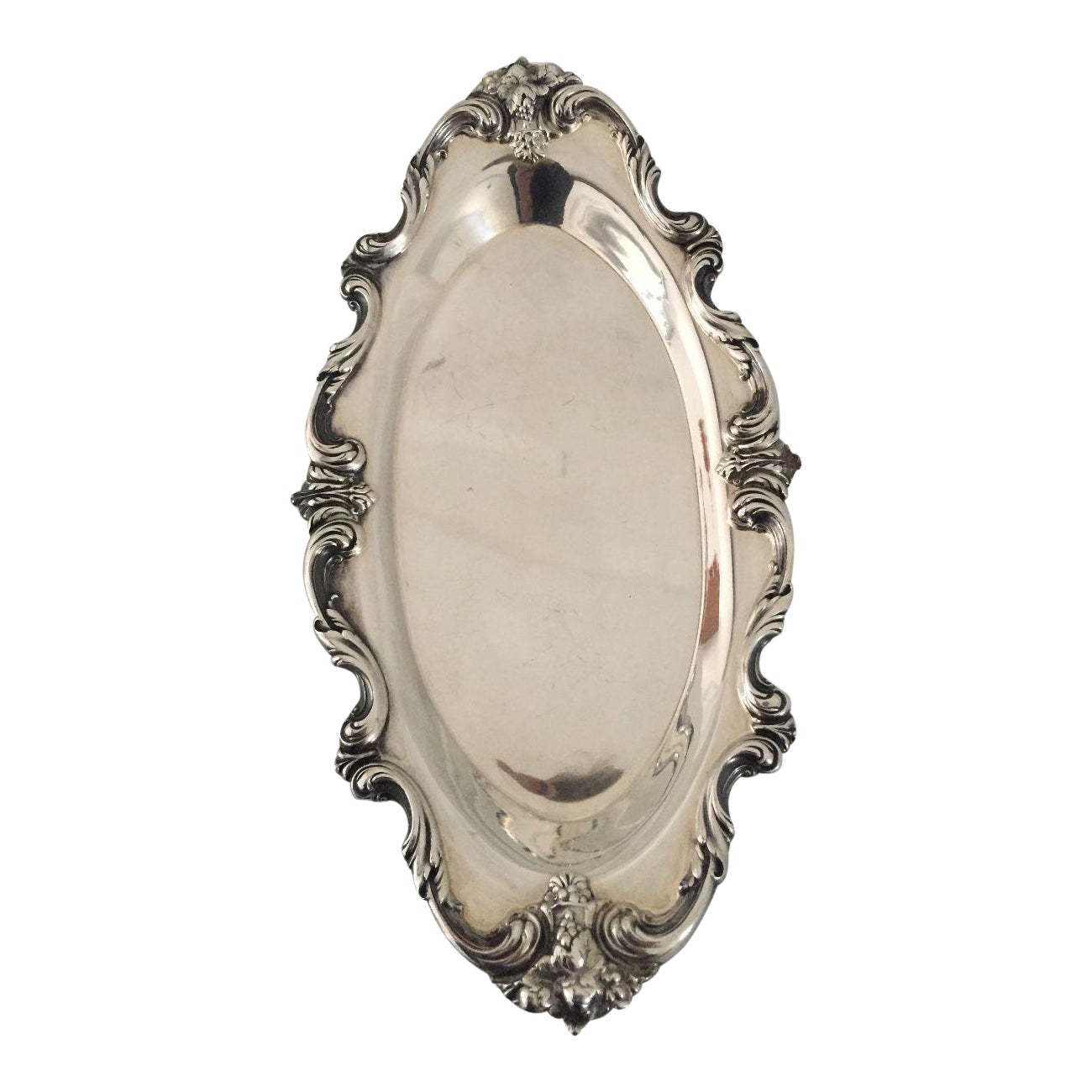 Victorian Style Silver Plate Oval Serving Dish | Chairish