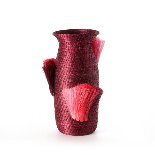 Fanned Out Small Tall Vase Plum & Peony Fans | Chairish