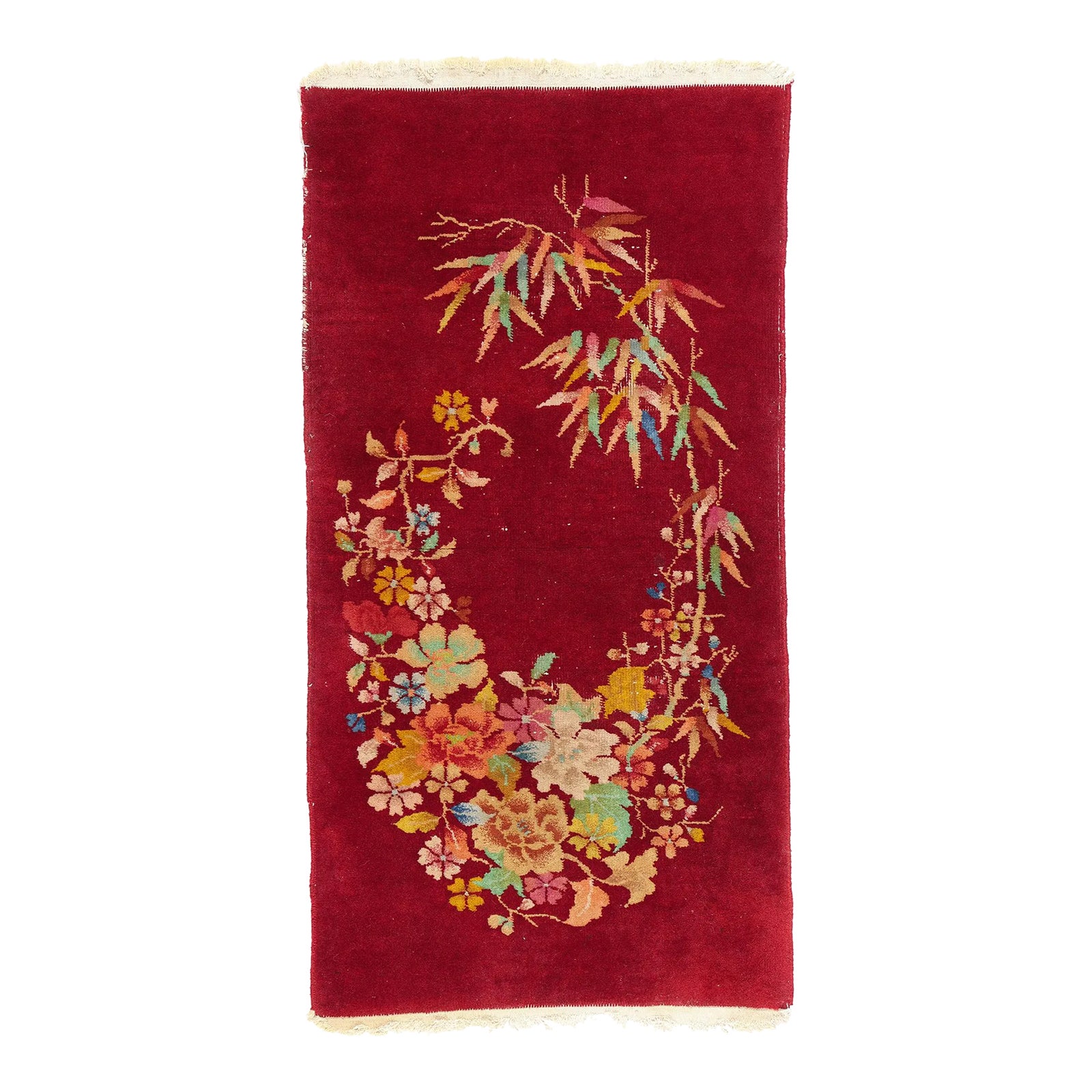 Antique Red Chinese Art Deco Rug - 02'00 X 03'11 | Chairish