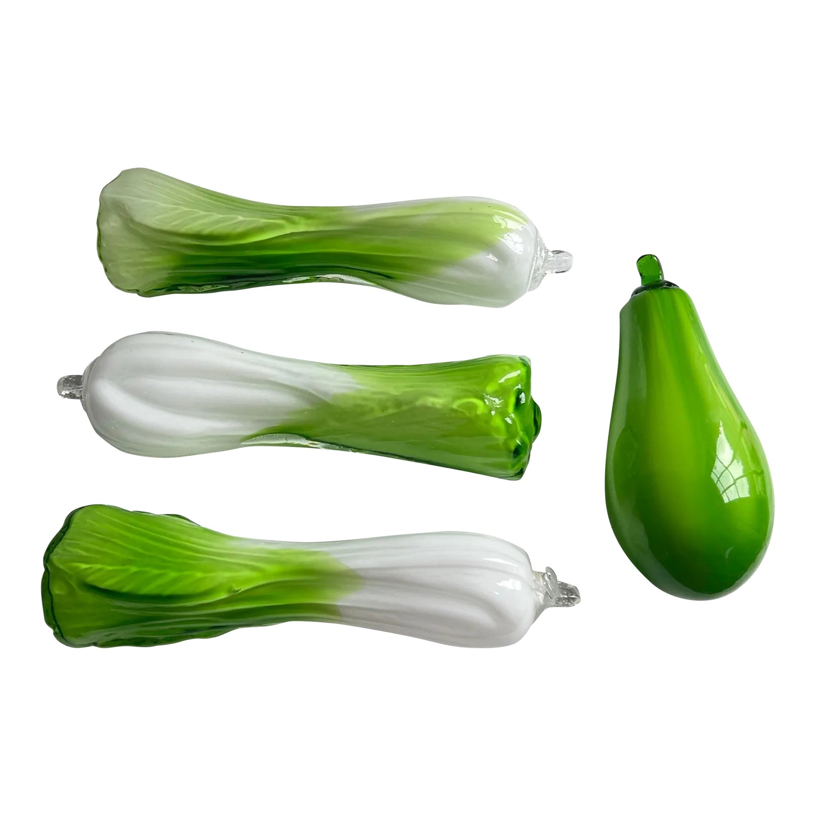Set of 4 Vintage Art Glass Chinese Vegetables | Chairish