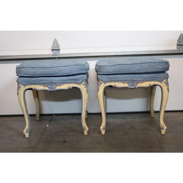French Louis XV Painted Foot Stools Ottomans, Circa 1940 - A Pair ...