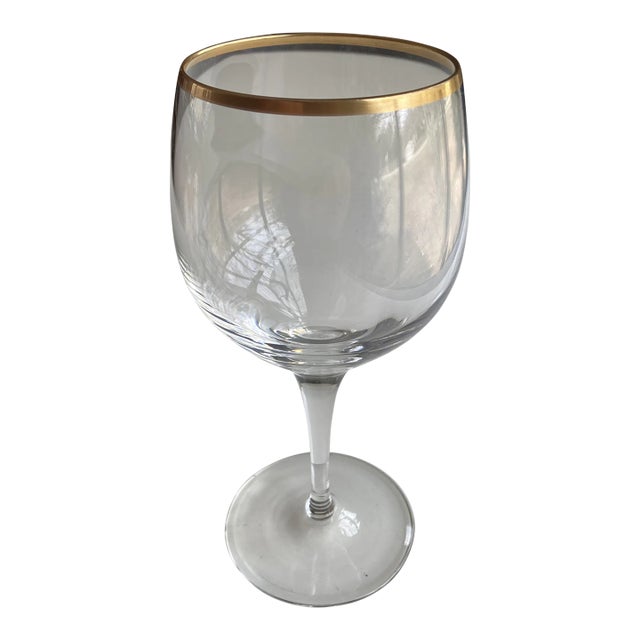Contemporary Lenox Crystal & Gold Rim Wine Glass | Chairish