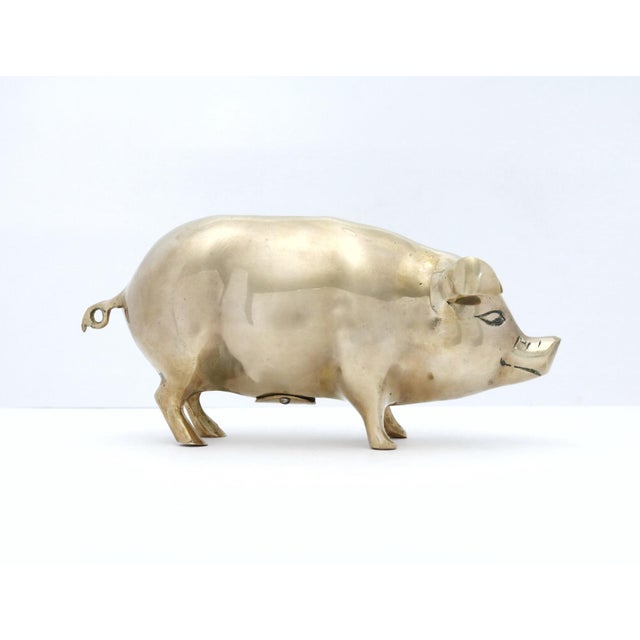 Large Late 20th Century Brass Coin Piggy Bank | Chairish