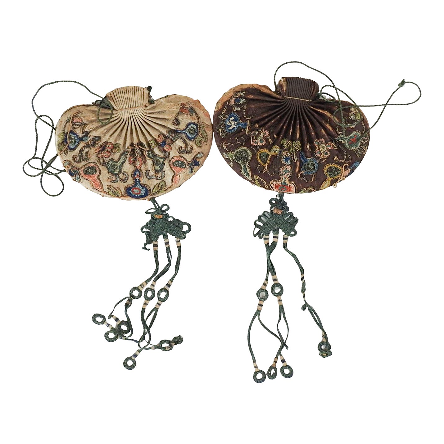 Antique Chinese Embroidered Scent Pouch - a Pair | Chairish