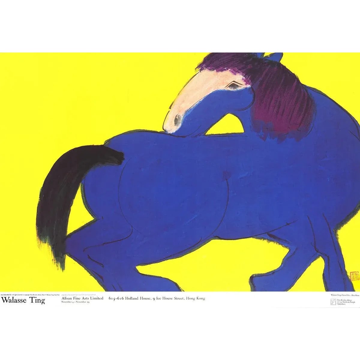1990 Walasse Ting Blue Horse Lithograph | Chairish
