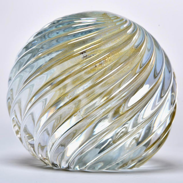 Signed Seguso Murano Glass Swirled Paperweight | Chairish