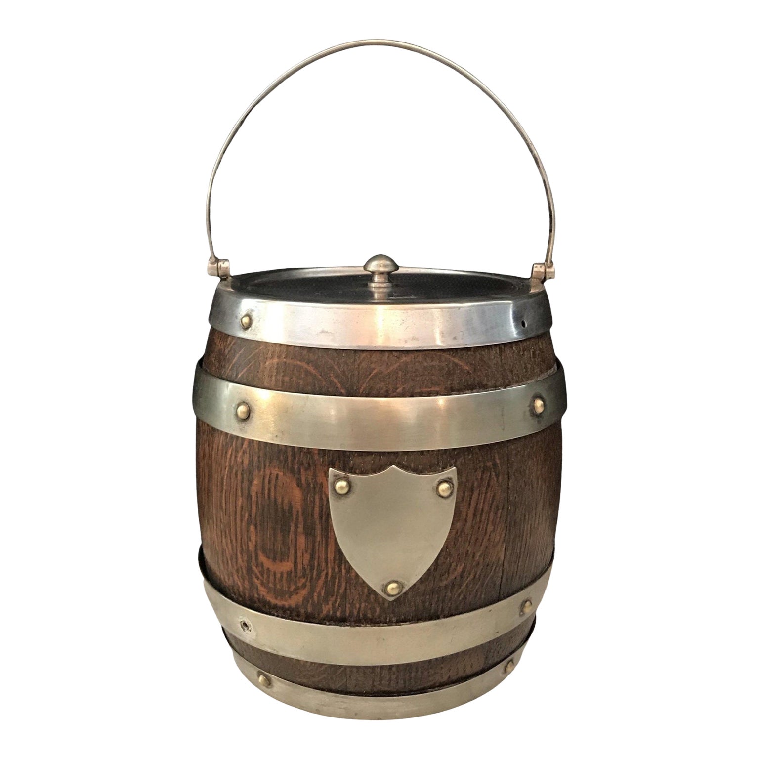Early 20th Century British Oak Biscuit Barrel | Chairish