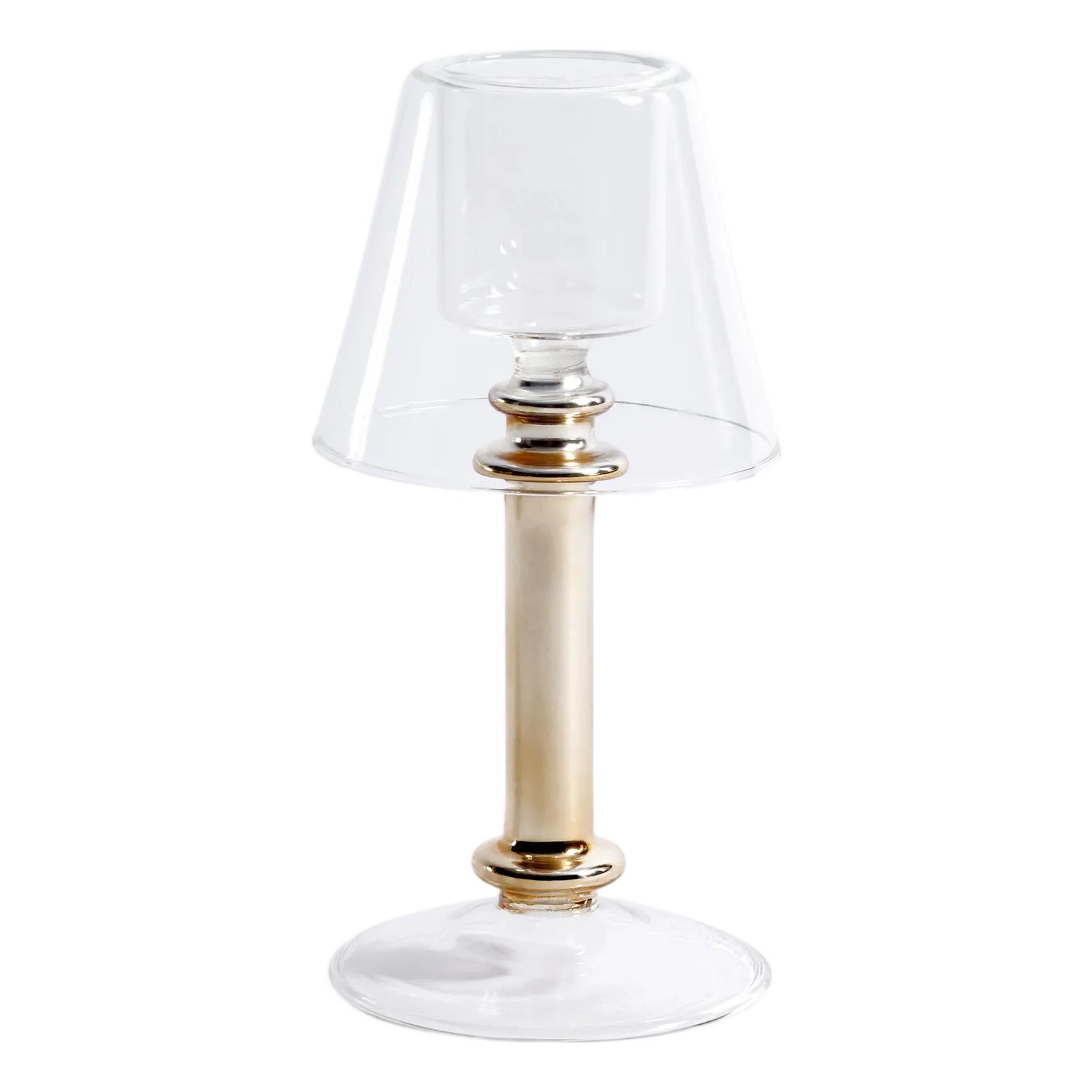 Isola Glass Tealight Lamp Candle Holder, Gold | Chairish