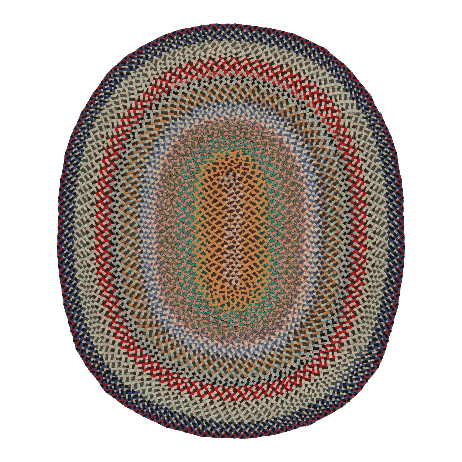 Antique Hooked Oval Rug With Polychromatic Braided Stripes, From Rug ...