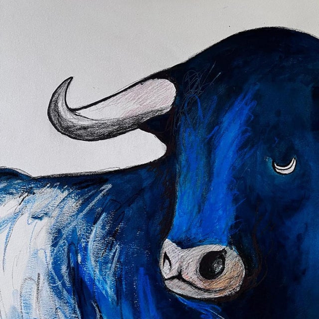 "Blue Bull" Contemporary Fauvist Animal Portrait Print by Shabs Beigh ...