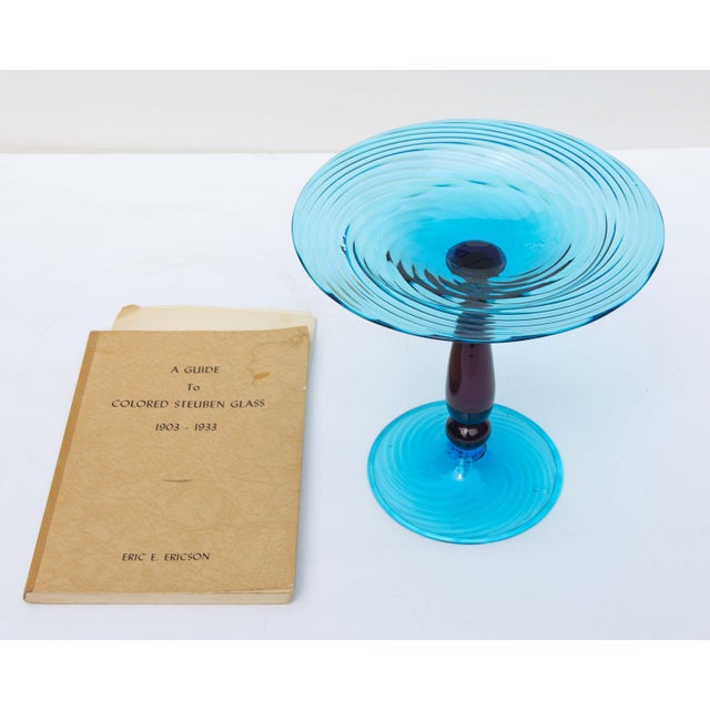 Steuben Glass Compote Celeste Blue and Amethyst With Mica Flecks Circa ...