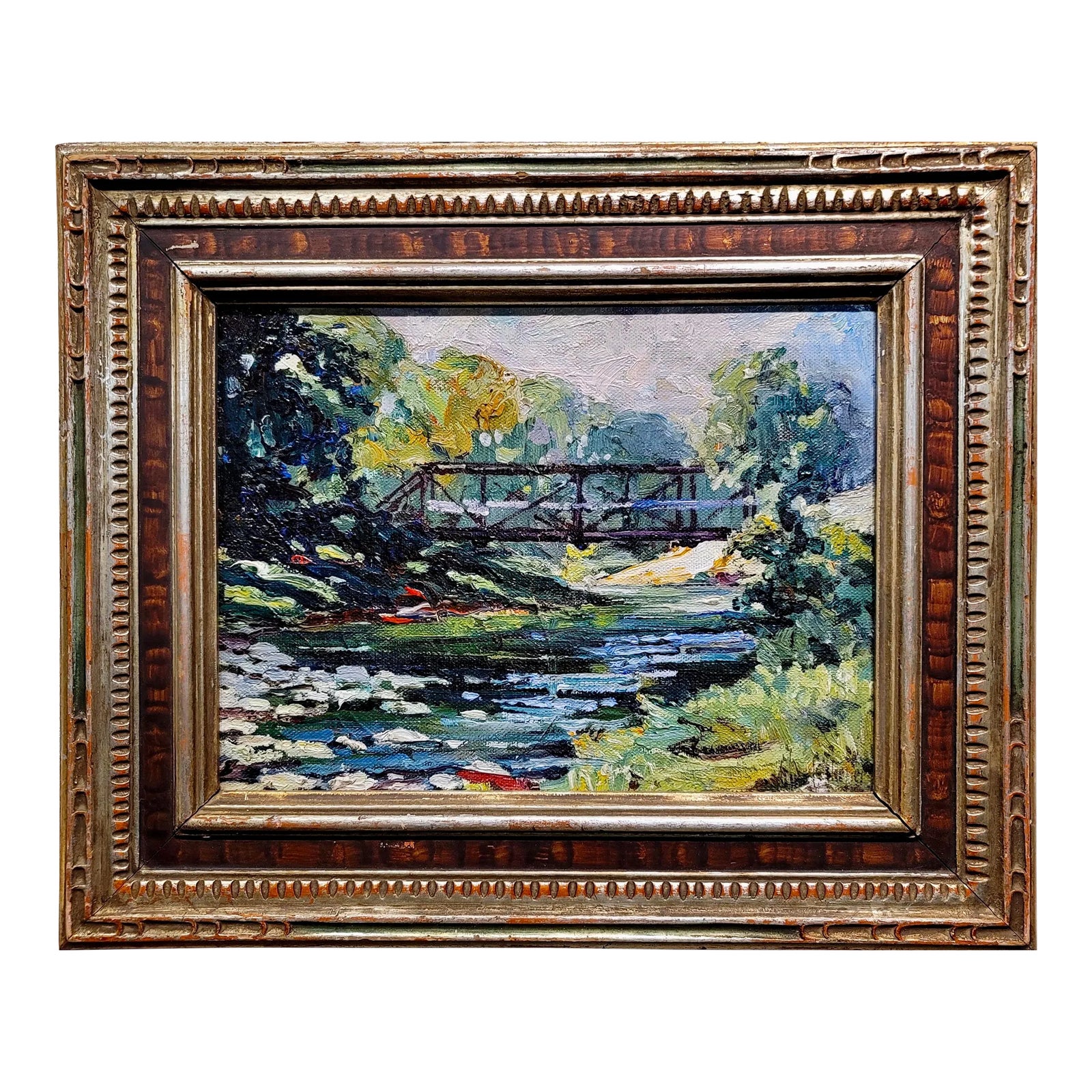 Herman Stoddard Vice - the Bridge Over the River - 1931 Oil Painting ...