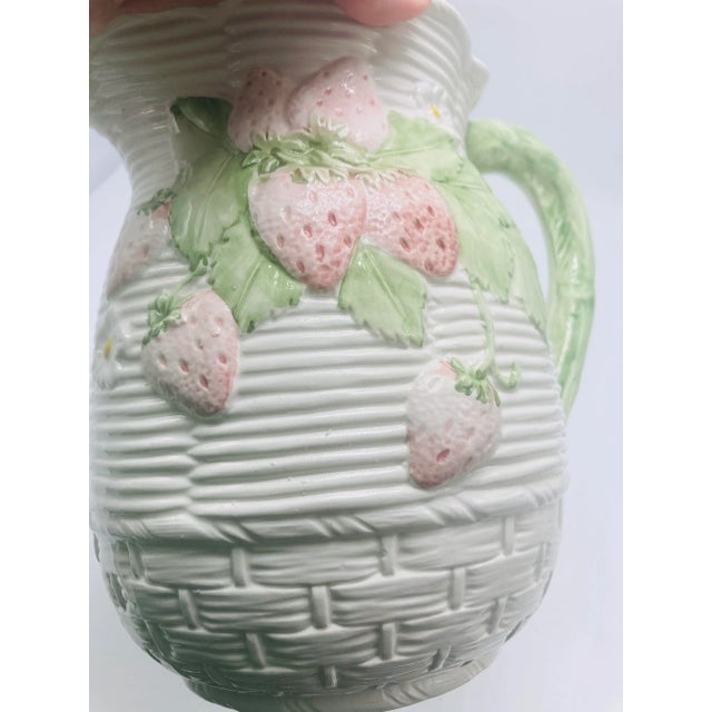Italian Ceramic Strawberries Pitcher | Chairish