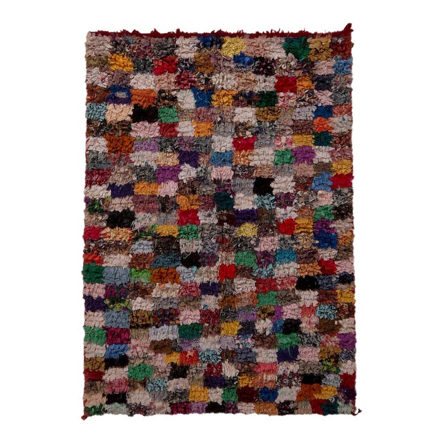 Vintage Moroccan Berber Geometric Checkerboard Multicolor Wool Fabric ...