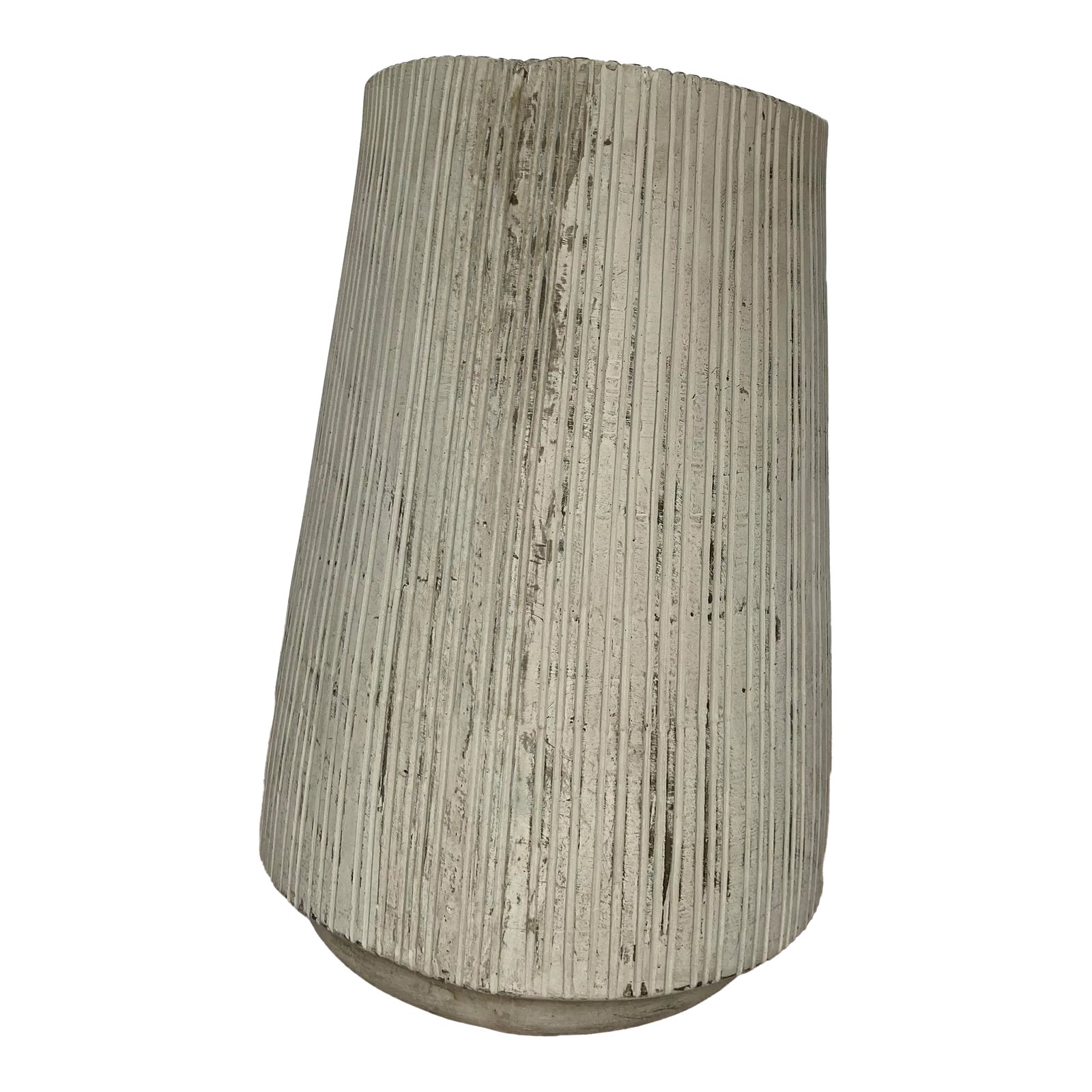 Contemporary Large White Textured Vase | Chairish