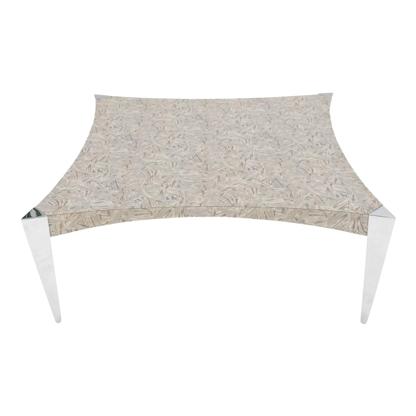 Square Concave Sides Tapered Triangle Aluminum Legs Coffee Table ...