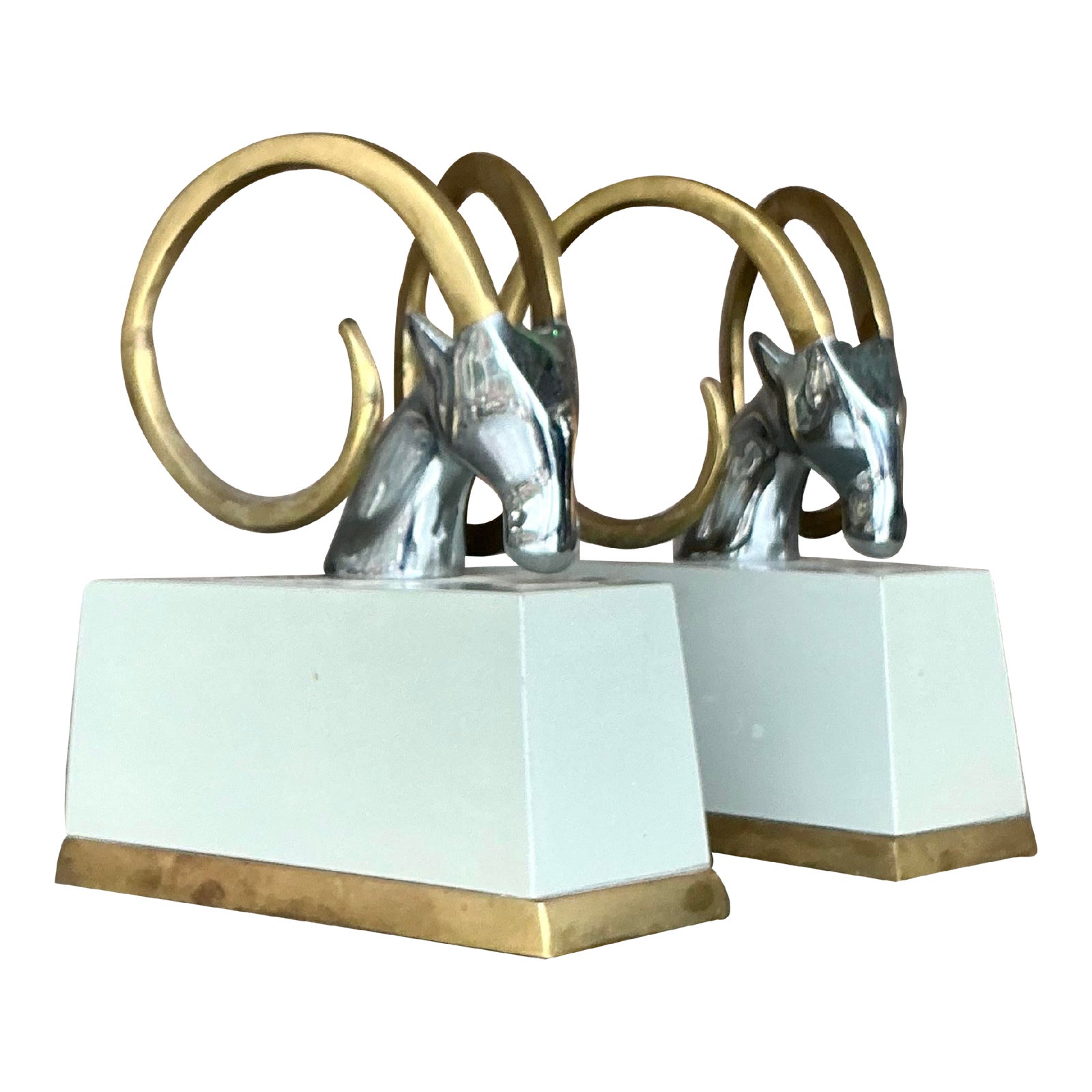 Vintage Boho Ibex Book Ends - Set of 2 | Chairish