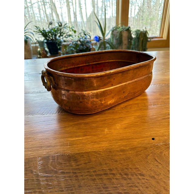 Vintage Copper Swing Handled Oval Pot Planter | Chairish