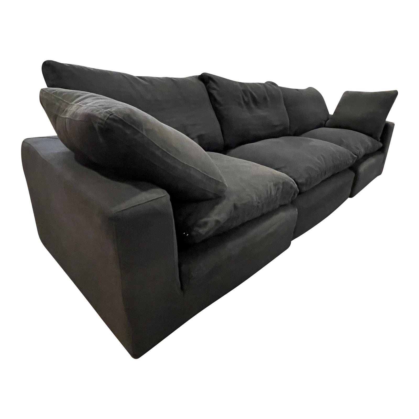 Restoration Hardware Cloud Modular 3-Piece Sofa in Black | Chairish