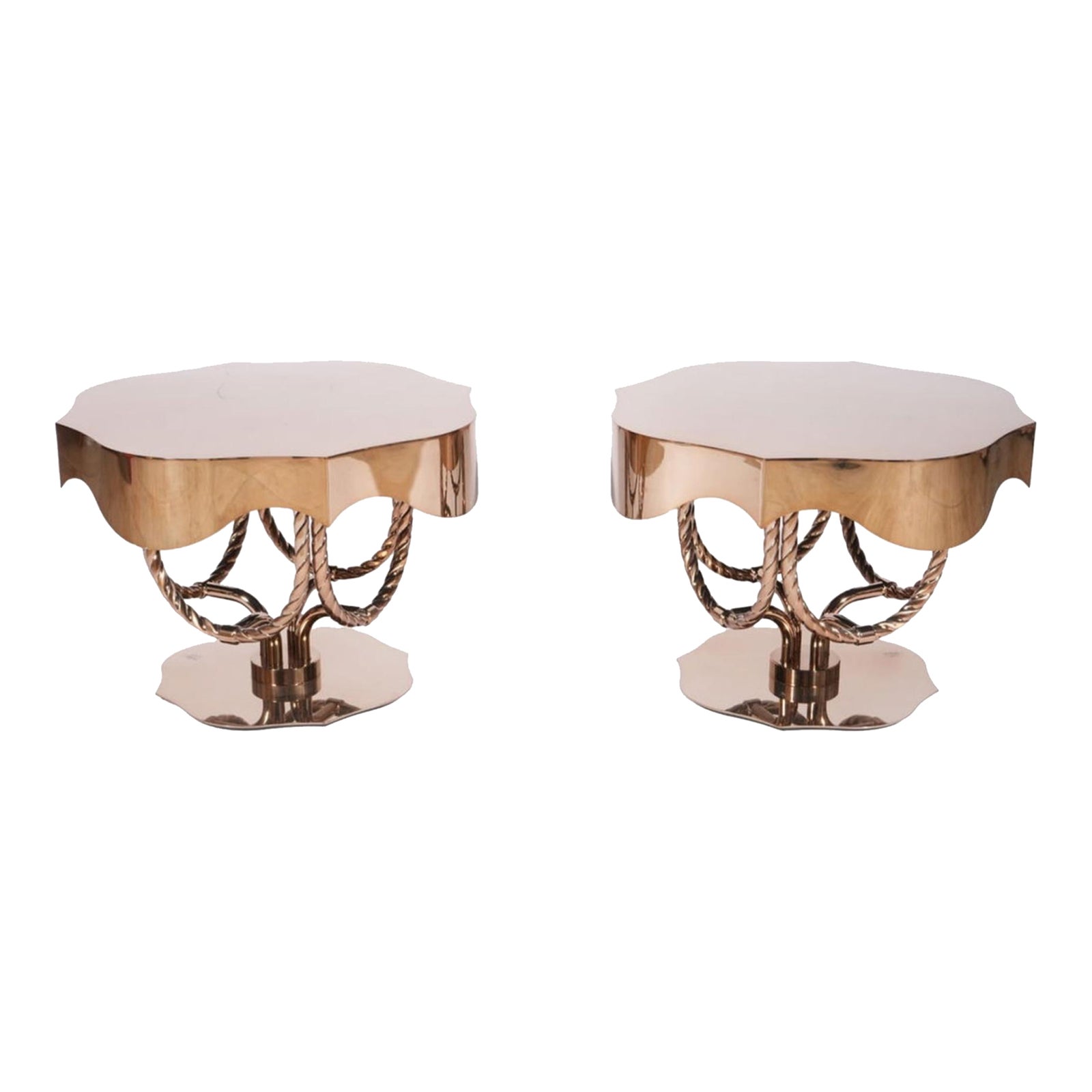Visionnaire Italian Brass Side Table - a Pair | Chairish