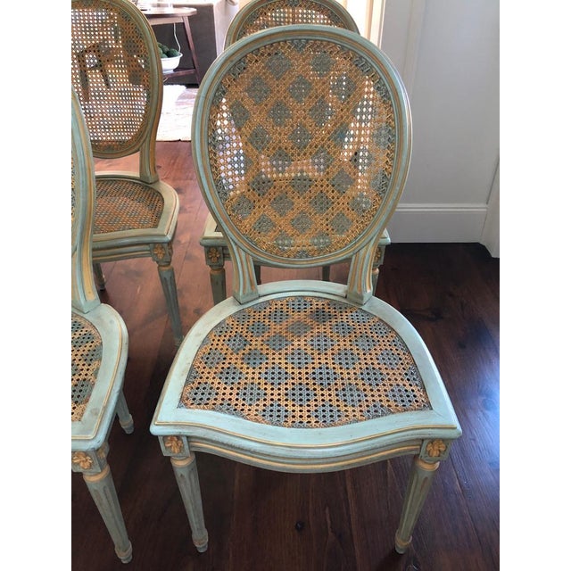 Mid 20th Century Set of 5 Vintage French Provincial Painted Cane Chairs ...