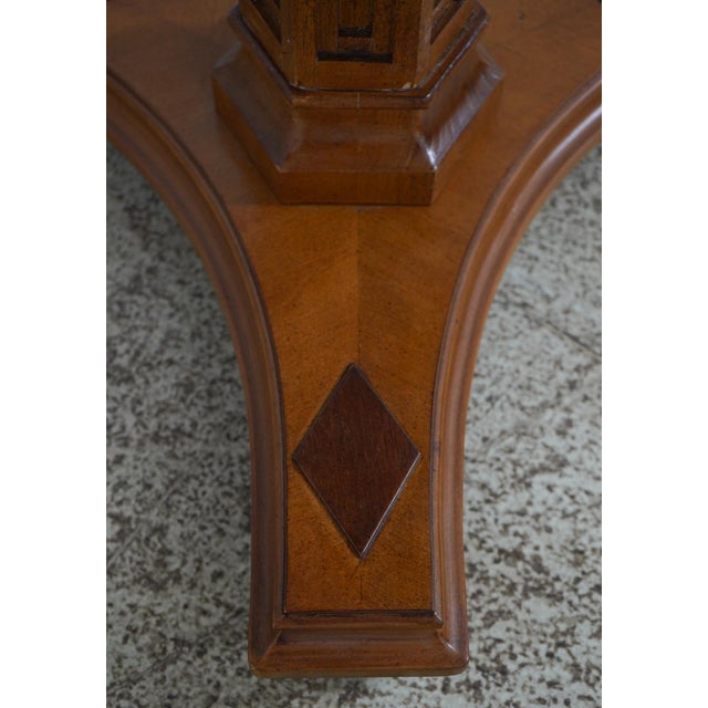 Round Inlaid Top Oak High Top Pub Table | Chairish