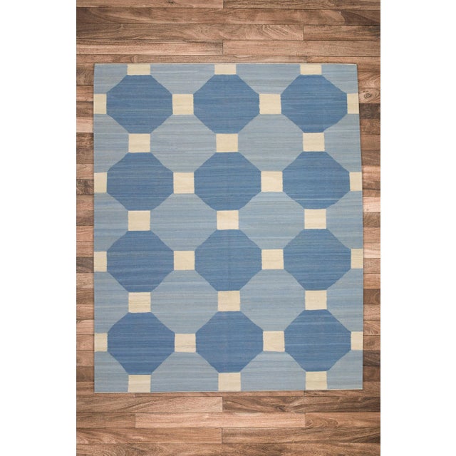 Early 21st Century Blue Geometric Design Handmade Modern Kilim Rug 8'3 ...