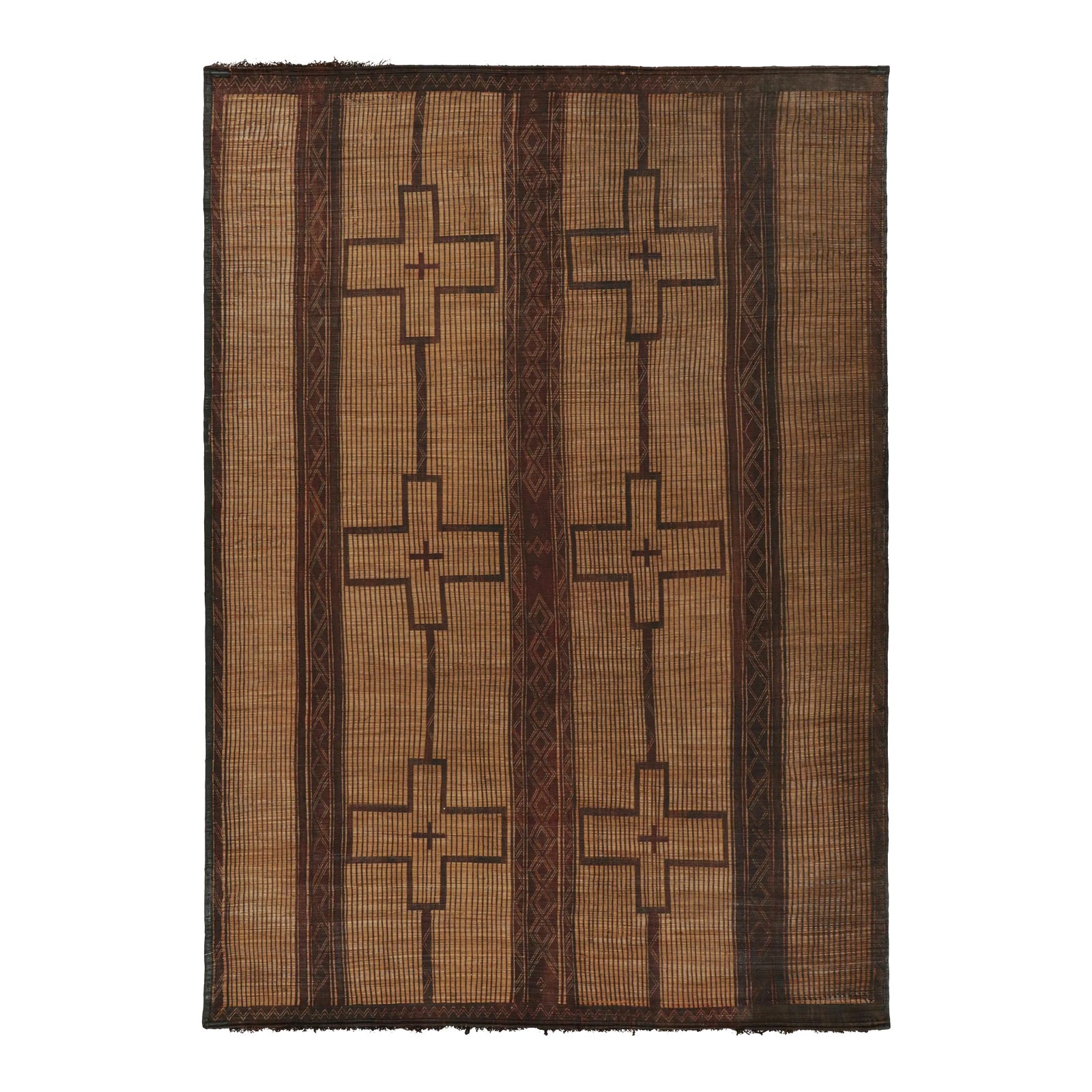 Vintage Moroccan Tuareg Mat in Beige, With Geometric Patterns, From Rug ...
