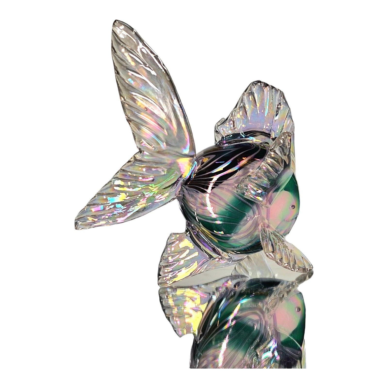 Kevin Fulton Iridescent Fish Figurine Signed 9" | Chairish