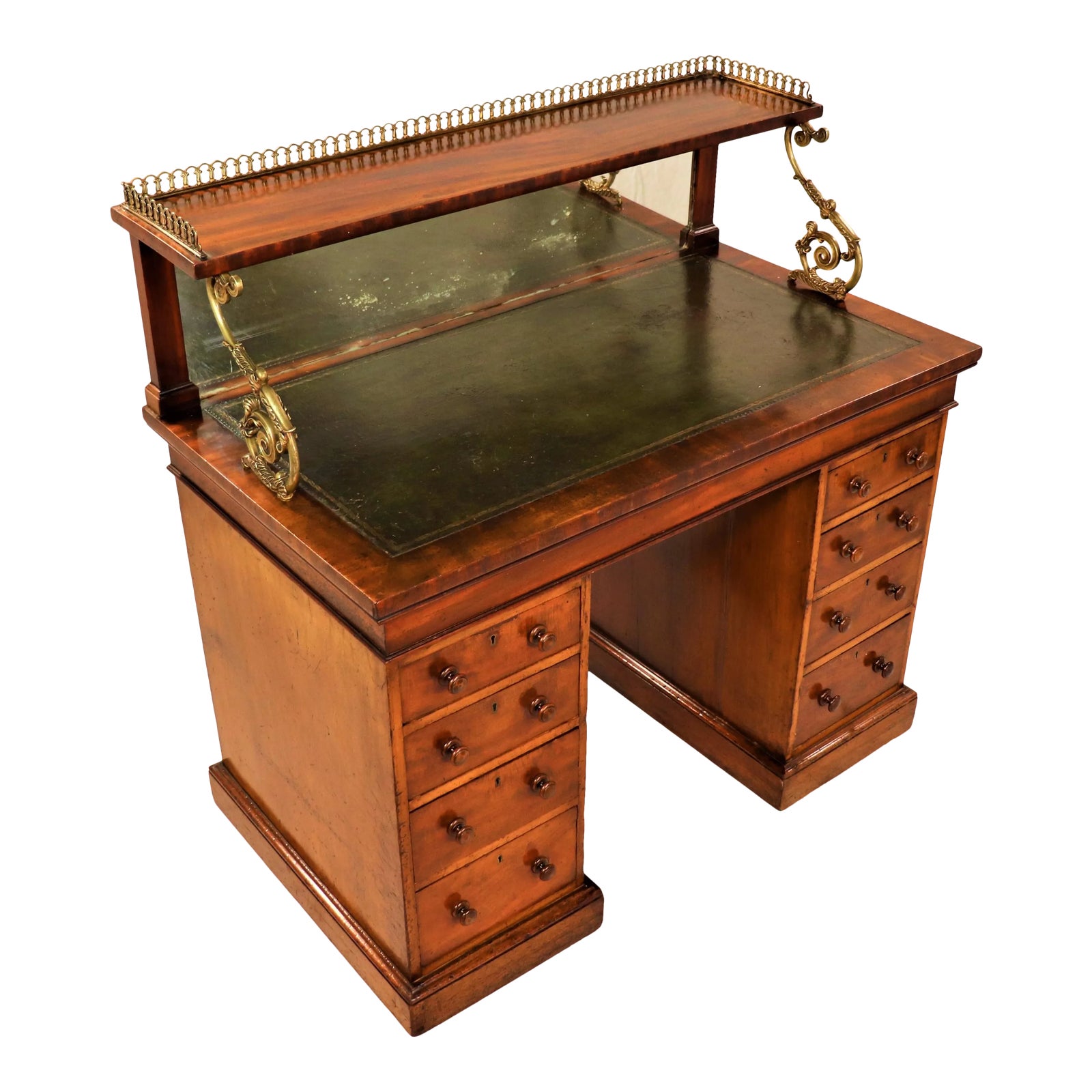 Regency George III Mahogany Kneehole Desk With Shelf | Chairish