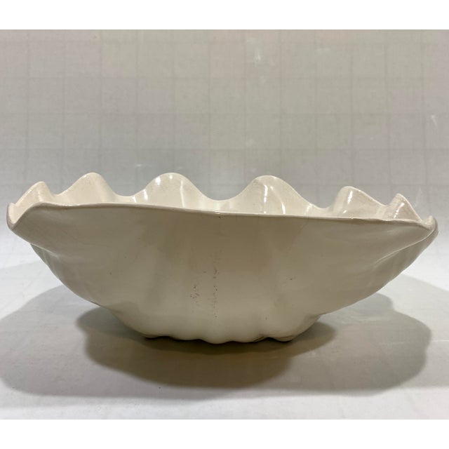 Vintage White Scallop Shell Ceramic Bowl | Chairish