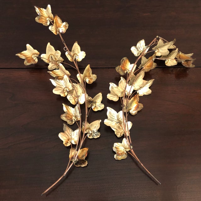 Mid-20th Century Brass & Copper Ivy Wall Art Sprays — a Pair | Chairish
